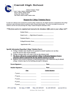 Fillable Online nacs k12 in College Visitation Request Form - Northwest ...