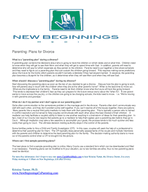 Fillable Online Parenting Plans for Divorce Fax Email Print - pdfFiller