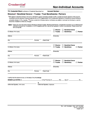 Fillable Online Non-Individual Accounts form - Credential Direct Fax ...