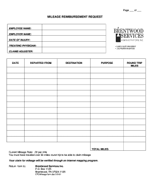 Fillable Online BSA Mileage Form Fax Email Print - pdfFiller