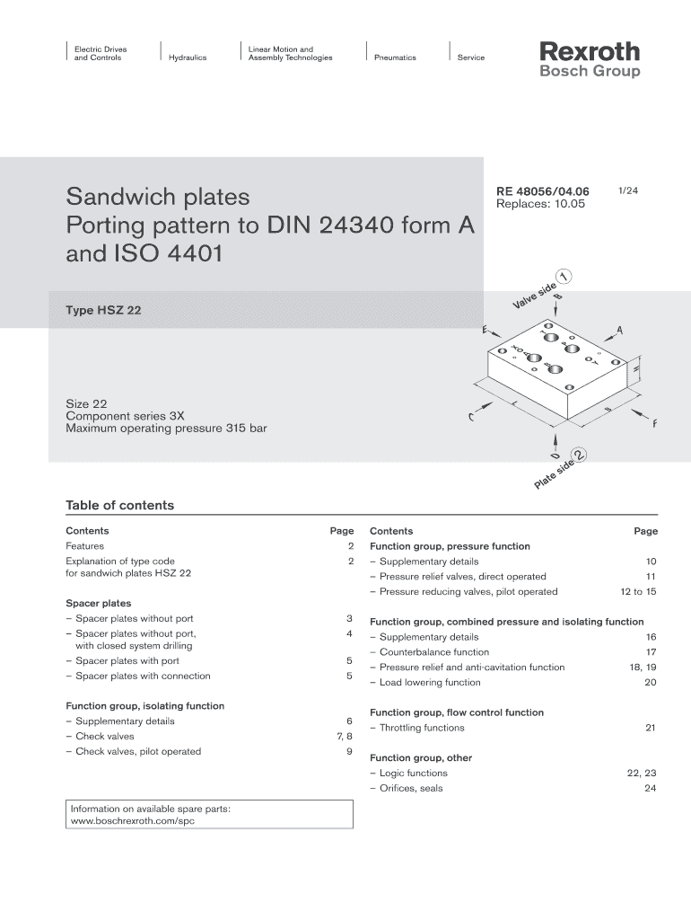 Fillable Online Sandwich plates Porting pattern to DIN 24340 form A and ...