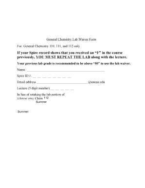 Fillable Online chem umass New lab waiver form Jan 17 Fax Email Print ...