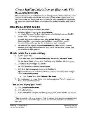 Fillable Online Create Mailing Labels from an Electronic File Fax Email ...
