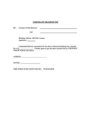 Fillable Online Corporate Transfer Fee Form - 480 Park Avenue Fax Email Print - pdfFiller