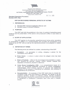 Fillable Online SOP ON RECOVERED PERSONAL EFFECTS OF VICTIMS Fax Email ...