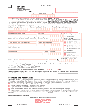 Fillable Online Application for Extension of Time to File (REV-276 ...