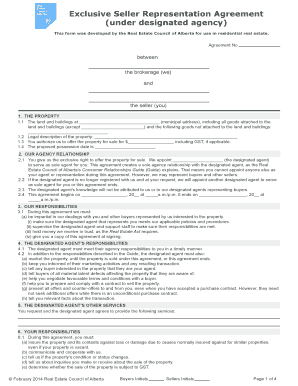 Fillable Online reca Exclusive Seller Representation Agreement (under ...
