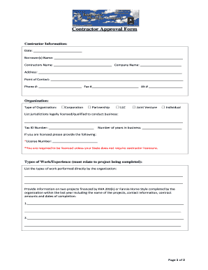 Fillable Online 203K Contractor Approval Form Fax Email Print - pdfFiller