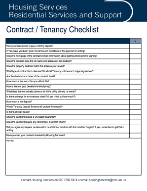 Fillable Online Contract / Tenancy Checklist Fax Email Print - pdfFiller