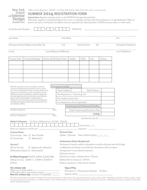 Fillable Online u nysid Summer 2014registration form - New York School ...