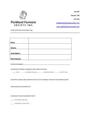 Fillable Online PHS NEW FOSTER DOC DOGS Fax Email Print - pdfFiller