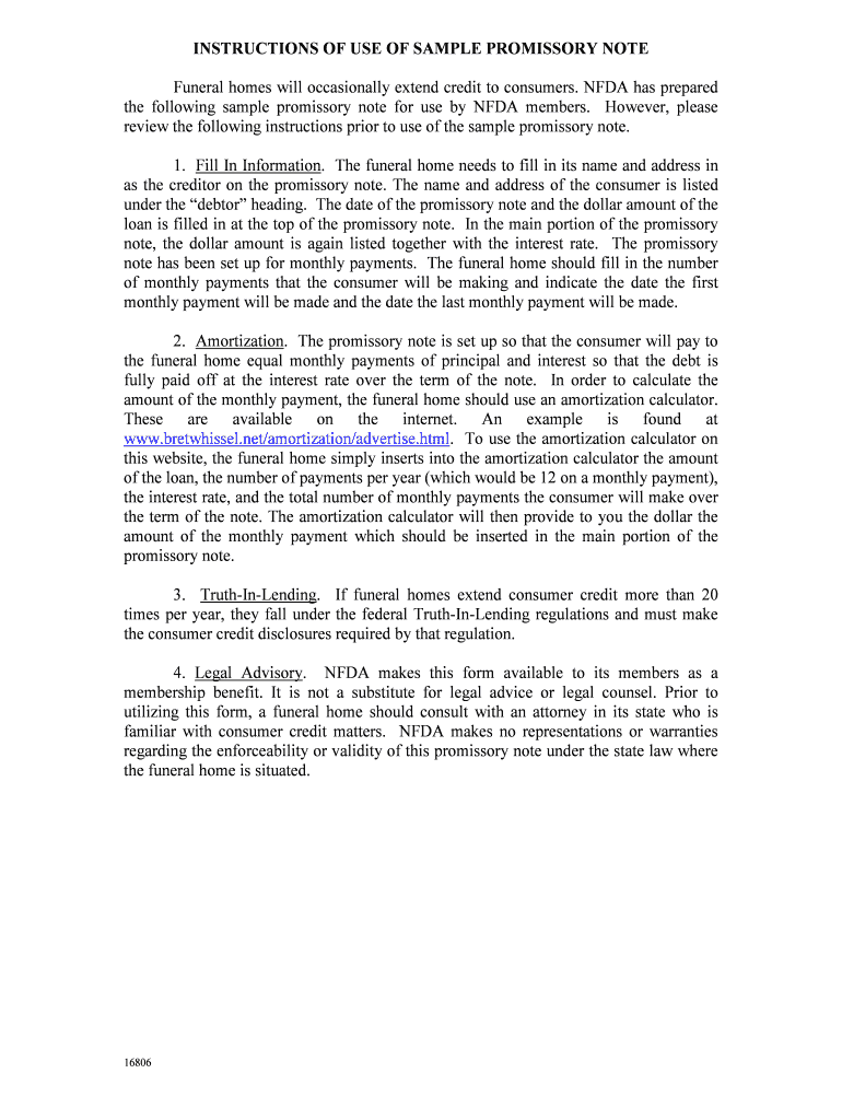 Fillable Online INSTRUCTIONS OF USE OF SAMPLE PROMISSORY NOTEdoc Fax ...