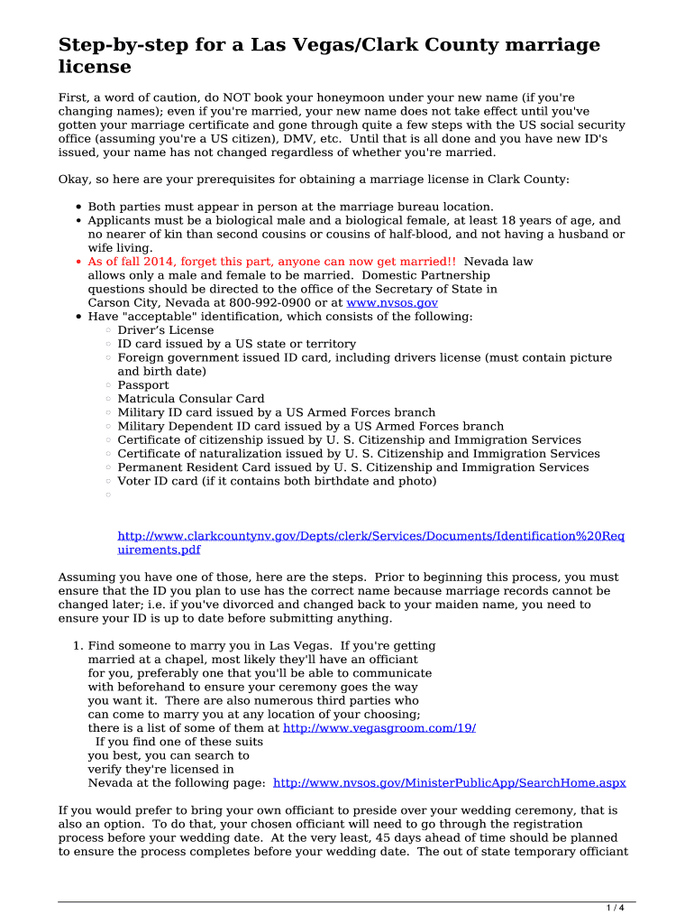 Fillable Online Step-by-step for a Las Vegas/Clark County marriage Fax ...
