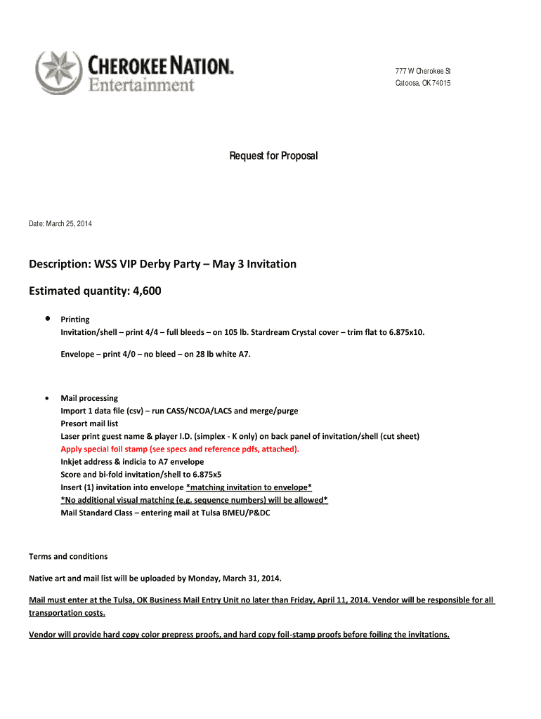 Fillable Online cherokee RFP - Cherokee Nation - cherokee Fax Email ...