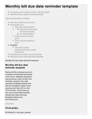 Fillable Online Monthly bill due date reminder template Fax Email Print ...