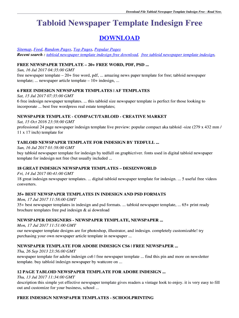 Indesign Newspaper Template Download - Fill Online, Printable, Fillable ...