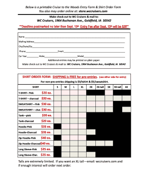 Fillable Online Below is a printable Cruise to the Woods Entry Form ...