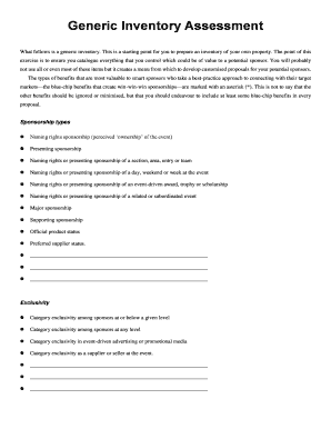 Fillable Online Generic Inventory Assessment Fax Email Print - pdfFiller