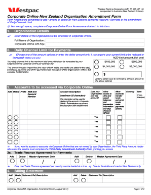 Fillable Online Corporate Online New Zealand Organisation Amendment ...