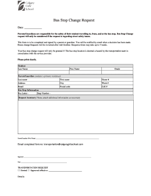 Fillable Online Bus Stop Change Request Fax Email Print - pdfFiller