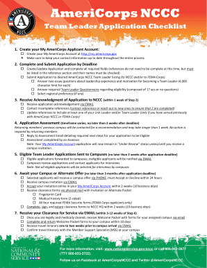 Fillable Online Team Leader Application Checklist Fax Email Print ...