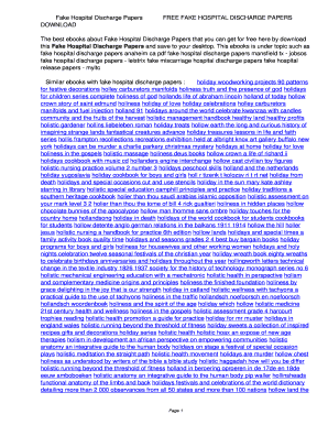 Fillable Online Fake Hospital Discharge PapersFREE FAKE HOSPITAL ...
