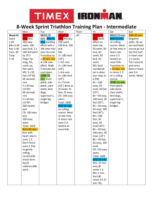 Fillable Online 8-Week Sprint Triathlon Training Plan - Intermediate Fax Email Print - pdfFiller