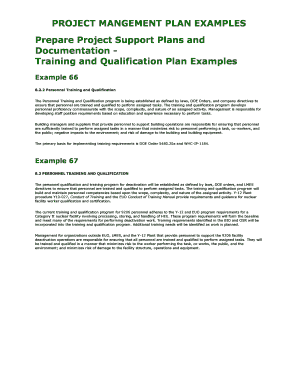 Fillable Online Documentation Training and Qualification Plan Examples ...