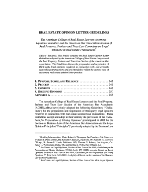 Fillable Online REAL ESTATE OPINION LETTER GUIDELINES Fax Email Print ...