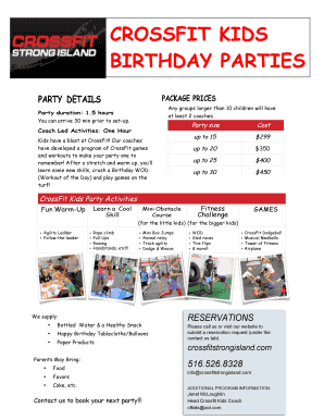 Fillable Online crossfit kids birthday parties - CrossFit Strong Island ...