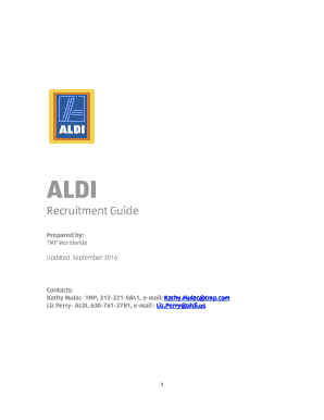 Fillable Online ALDI. Recruitment Guide. Prepared by: TMP Worldwide ...