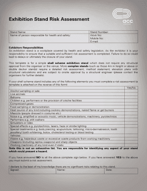 Fillable Online Exhibition Stand Risk Assessment Fax Email Print ...