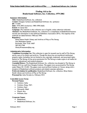 Fillable Online Brian Sutton-Smith Library and Archives of Play Fax ...