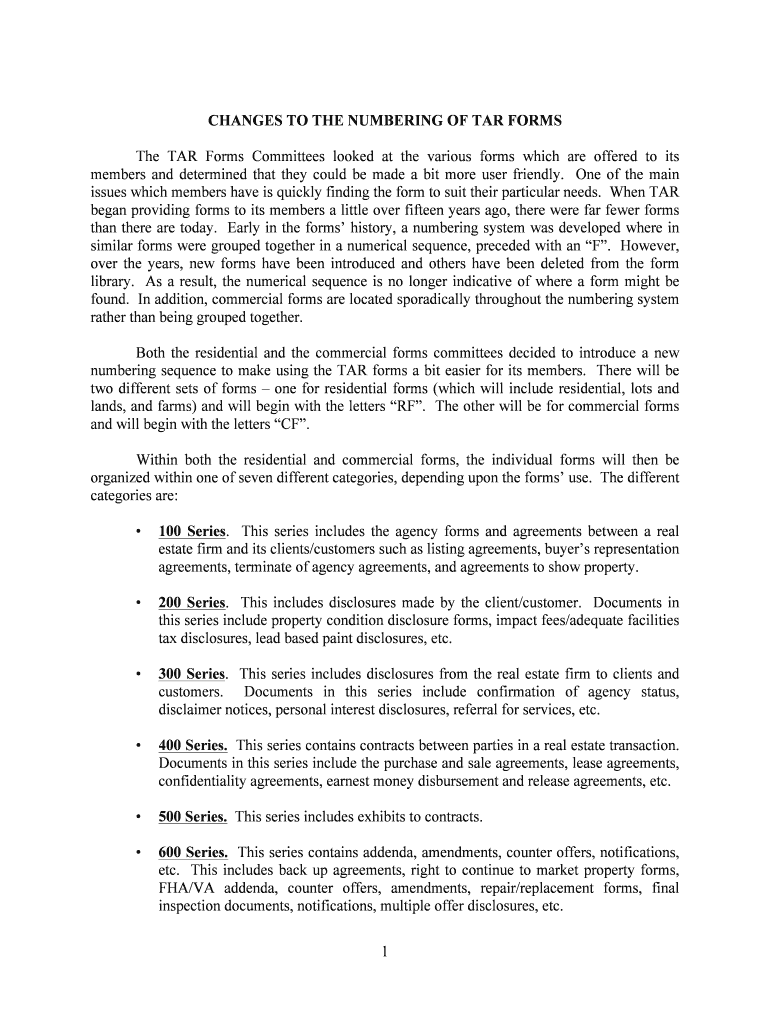Fillable Online CHANGES TO THE NUMBERING OF TAR FORMS Fax Email Print ...
