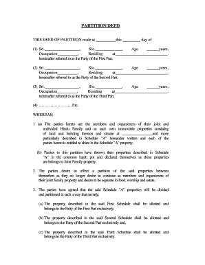 Fillable Online PARTITION DEED Fax Email Print - pdfFiller