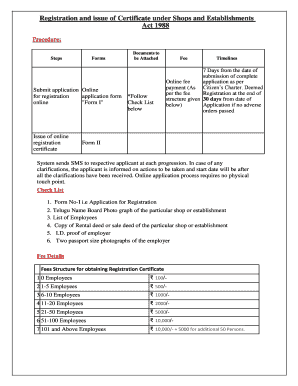 Fillable Online Registration and issue of Certificate under Shops and ...