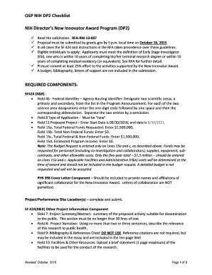 Fillable Online OSP NIH DP2 Checklist Fax Email Print - pdfFiller