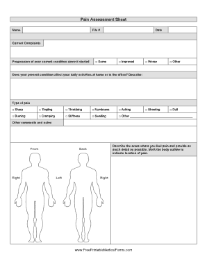 Fillable Online Pain Assessment Sheet Fax Email Print - pdfFiller