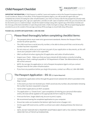 Fillable Online IMPORTANT INFORMATION: A Child Passport is valid for 5 ...