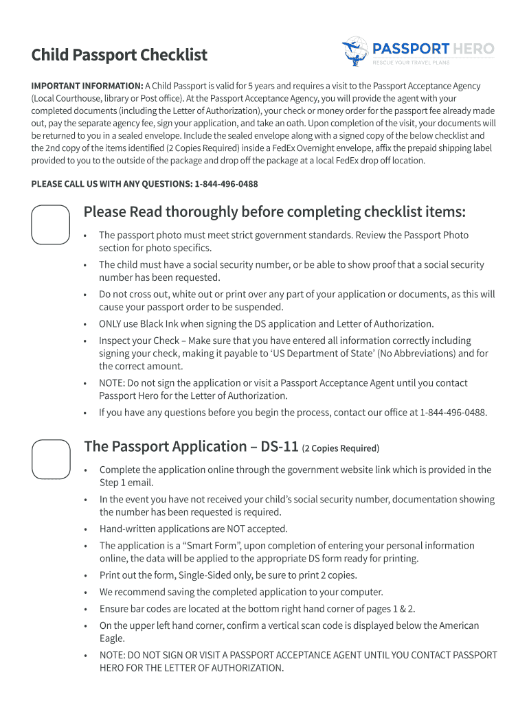 Fillable Online IMPORTANT INFORMATION: A Child Passport is valid for 5 ...