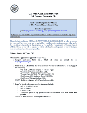 Fillable Online First Time Passports for Minors Fax Email Print - pdfFiller