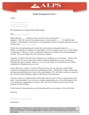 Fillable Online Sample Disengagement Letter 1 Fax Email Print - pdfFiller