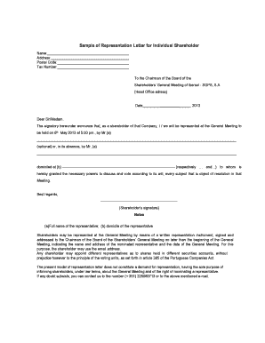 Fillable Online Sample of Representation Letter for Individual ...