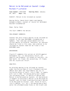 Fillable Online Motion to be Relieved as Counsel (Judge Fax Email Print ...