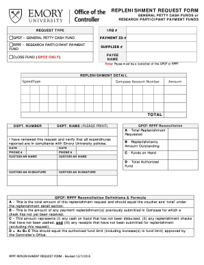 Fillable Online REPLENISHMENT REQUEST FORM Fax Email Print - pdfFiller