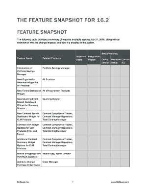 Fillable Online THE FEATURE SNAPSHOT FOR 16 Fax Email Print - pdfFiller