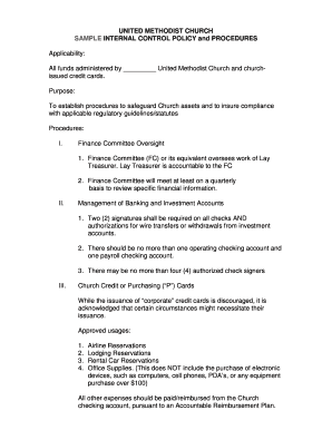 Fillable Online SAMPLE INTERNAL CONTROL POLICY and PROCEDURES Fax Email ...