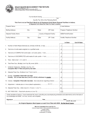 Fillable Online SOLID WASTE MANAGEMENT FEE RETURN Fax Email Print ...