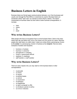 Fillable Online Business Letters in English Fax Email Print - pdfFiller
