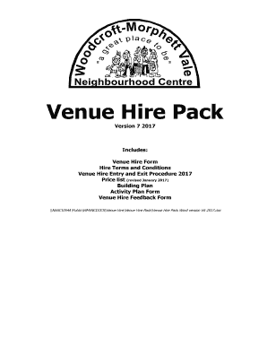 Fillable Online Venue Hire Pack Fax Email Print - pdfFiller